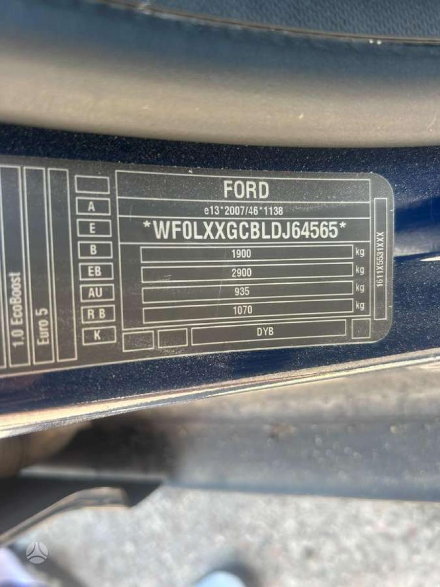 Blue Ford Focus 2013 in Vilnius, with an engine capacity of 1.00 L and mileage of 0 thousand km for 3130 €, photo 8 on AUTOMOTO.COM.LV