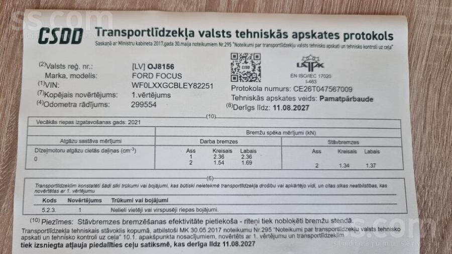 Blue Ford Focus 2014 in Cesis, with an engine capacity of 1.60 L and mileage of 300 thousand km for 4200 €, photo 20 on AUTOMOTO.COM.LV