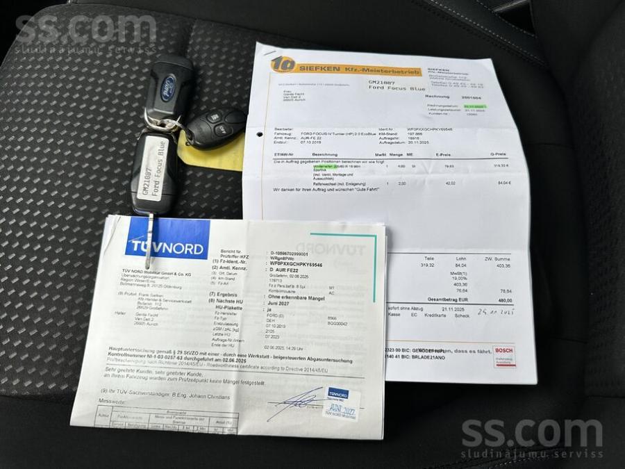 Blue Ford Focus 2019 in Tukums, with an engine capacity of 2.00 L and mileage of 218 thousand km for 8790 €, photo 30 on AUTOMOTO.COM.LV