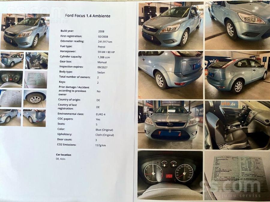 Grey Ford Focus 2008 in Riga, with an engine capacity of 1.40 L and mileage of 240 thousand km for 2600 €, photo 25 on AUTOMOTO.COM.LV