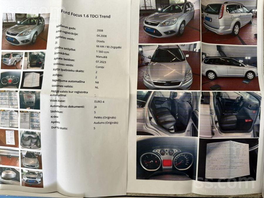 Grey Ford Focus 2008 in Riga, with an engine capacity of 1.60 L and mileage of 226 thousand km for 2200 €, photo 23 on AUTOMOTO.COM.LV