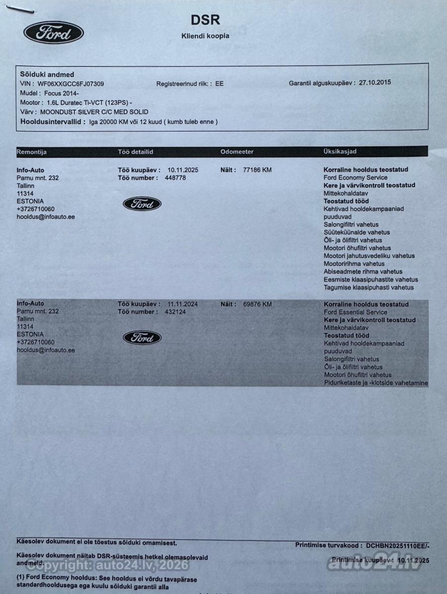 Pelēks Ford Focus 2015 Tallina, ar dzinēja tilpumu 1.60 L un nobraukumu 82 tūkst. km par 9500 €, foto 14 vietnē AUTOMOTO.COM.LV