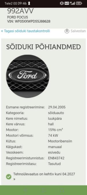 Ford Focus 2005 Viljandi, ar dzinēja tilpumu 1.60 L un nobraukumu 300 tūkst. km par 1699 €, foto 12 vietnē AUTOMOTO.COM.LV