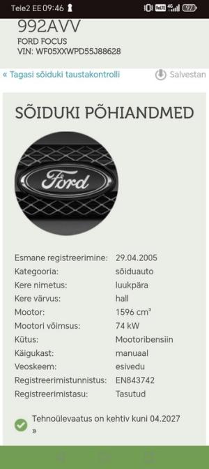 Ford Focus 2005 Viljandi, ar dzinēja tilpumu 1.60 L un nobraukumu 300 tūkst. km par 1699 €, foto 23 vietnē AUTOMOTO.COM.LV