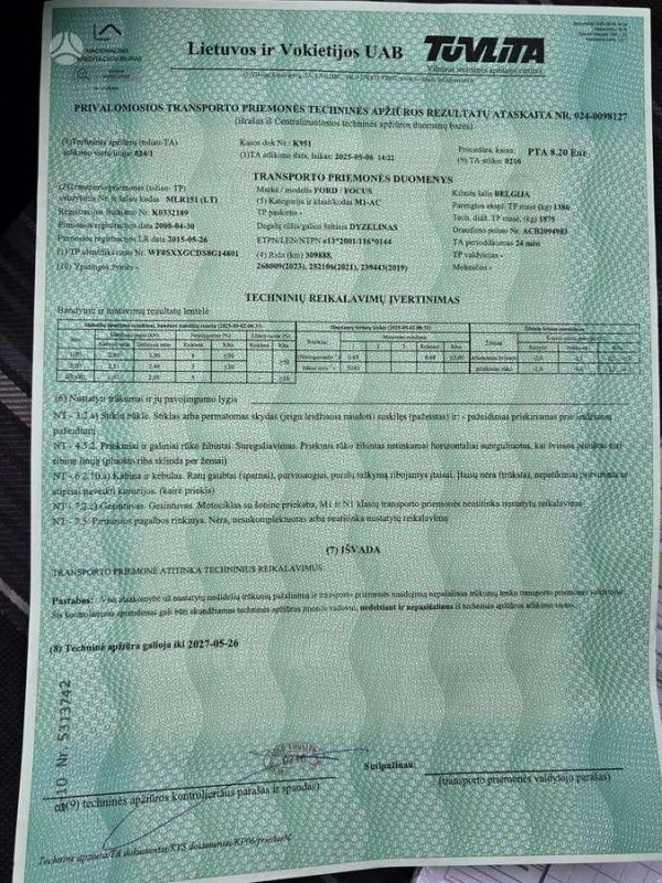 Красный Форд Фокус 2008 в Вильнюс, объемом двигателя 1.56 л и пробегом 325 тыс. км за 1299 €, фото 9 на AUTOMOTO.COM.LV