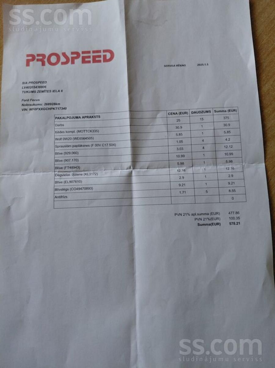 Форд Фокус 2019 в Талси, объемом двигателя 1.50 л и пробегом 299 тыс. км за 6950 €, фото 14 на AUTOMOTO.COM.LV