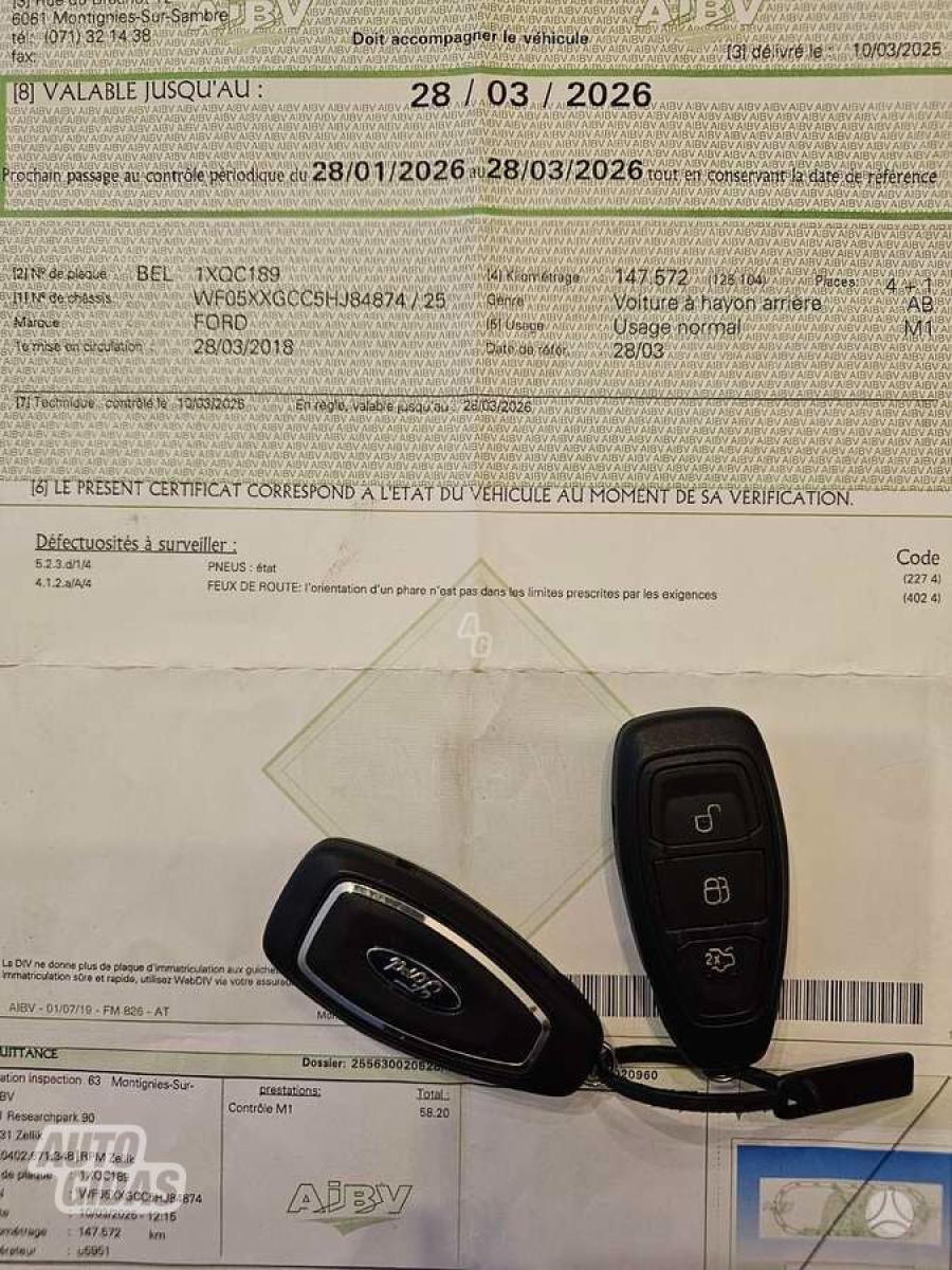 White Ford Focus 2018 in Sirvintos, with an engine capacity of 1.50 L and mileage of 170 thousand km for 10500 €, photo 20 on AUTOMOTO.COM.LV