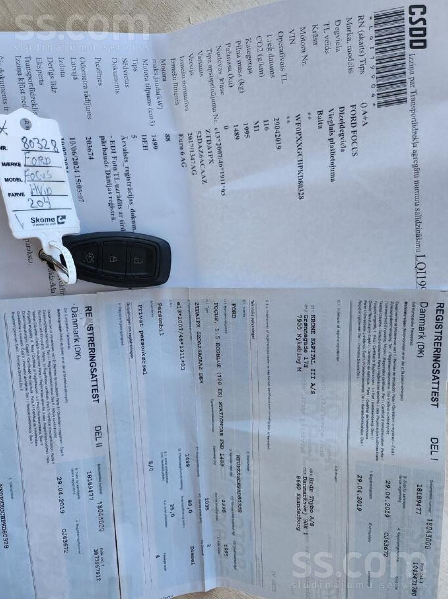 White Ford Focus 2019 in Riga, with an engine capacity of 1.50 L and mileage of 231 thousand km for 7590 €, photo 24 on AUTOMOTO.COM.LV