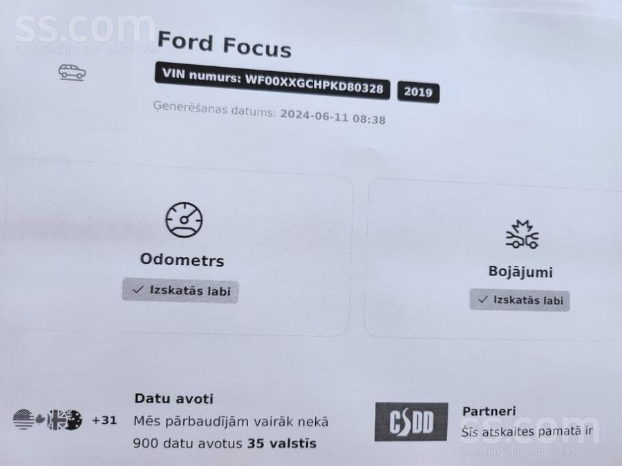 White Ford Focus 2019 in Riga, with an engine capacity of 1.50 L and mileage of 231 thousand km for 7590 €, photo 25 on AUTOMOTO.COM.LV