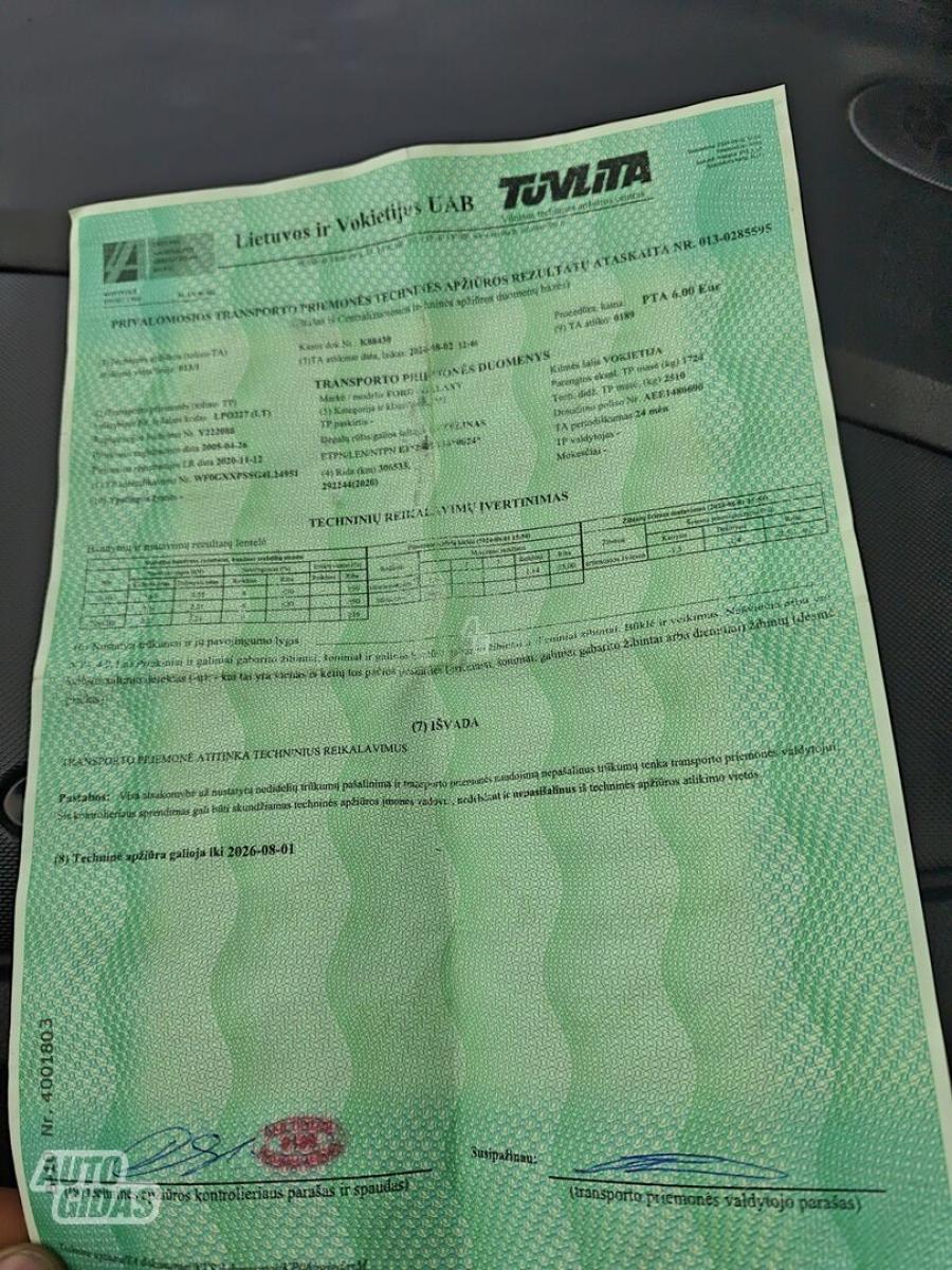 Черный Форд Галакси 2005 в Ионава, объемом двигателя 1.90 л и пробегом 319 тыс. км за 950 €, фото 15 на AUTOMOTO.COM.LV