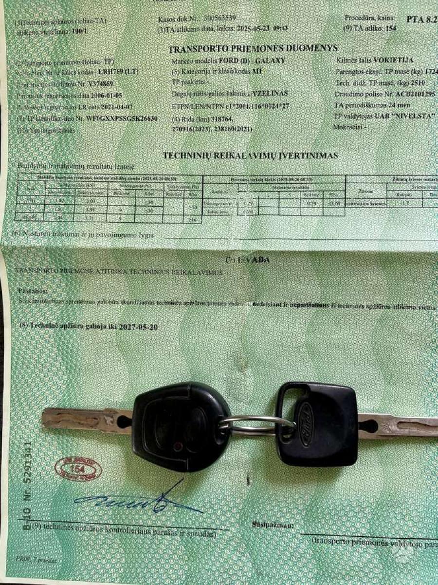 Черный Форд Галакси 2006 в Вильнюс, объемом двигателя 1.90 л и пробегом 322 тыс. км за 1500 €, фото 17 на AUTOMOTO.COM.LV