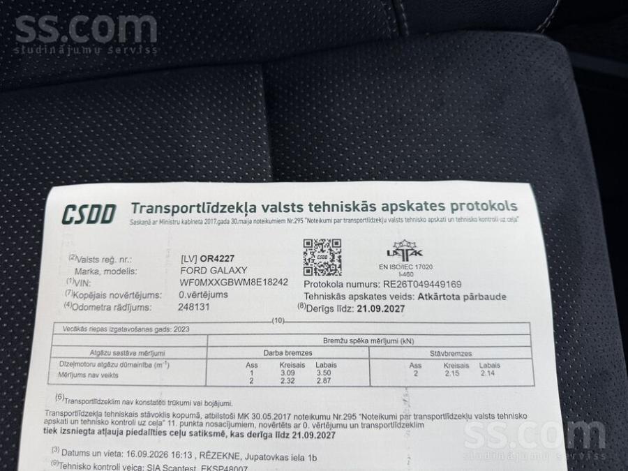 Black Ford Galaxy 2009 in Rezekne, with an engine capacity of 2.20 L and mileage of 0 thousand km for 4450 €, photo 12 on AUTOMOTO.COM.LV