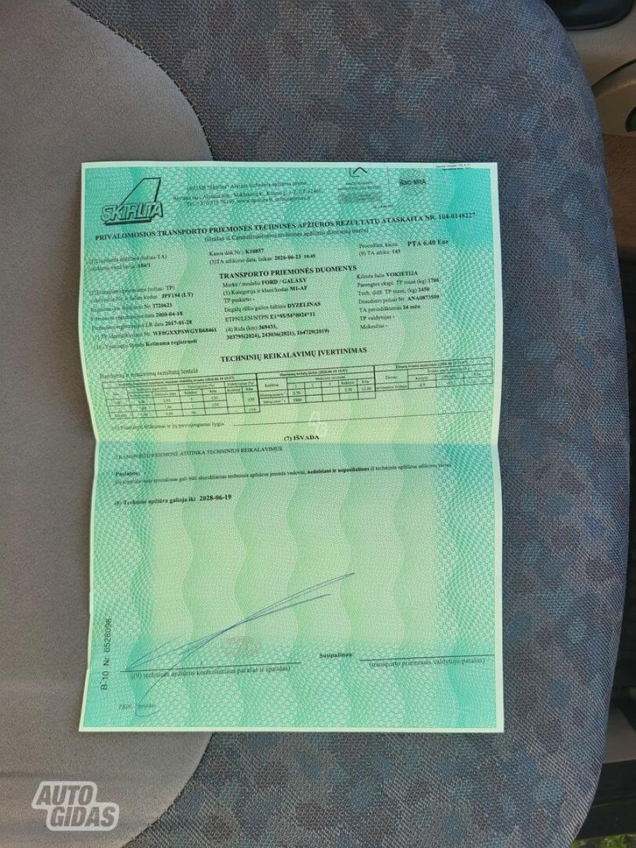 Зеленый Форд Галакси 2000 в Алитус, объемом двигателя 1.90 л и пробегом 369 тыс. км за 1999 €, фото 17 на AUTOMOTO.COM.LV