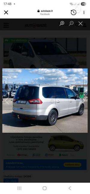 Grey Ford Galaxy 2008 in Siauliai, with an engine capacity of 2.00 L and mileage of 304 thousand km for 3200 €, photo 8 on AUTOMOTO.COM.LV