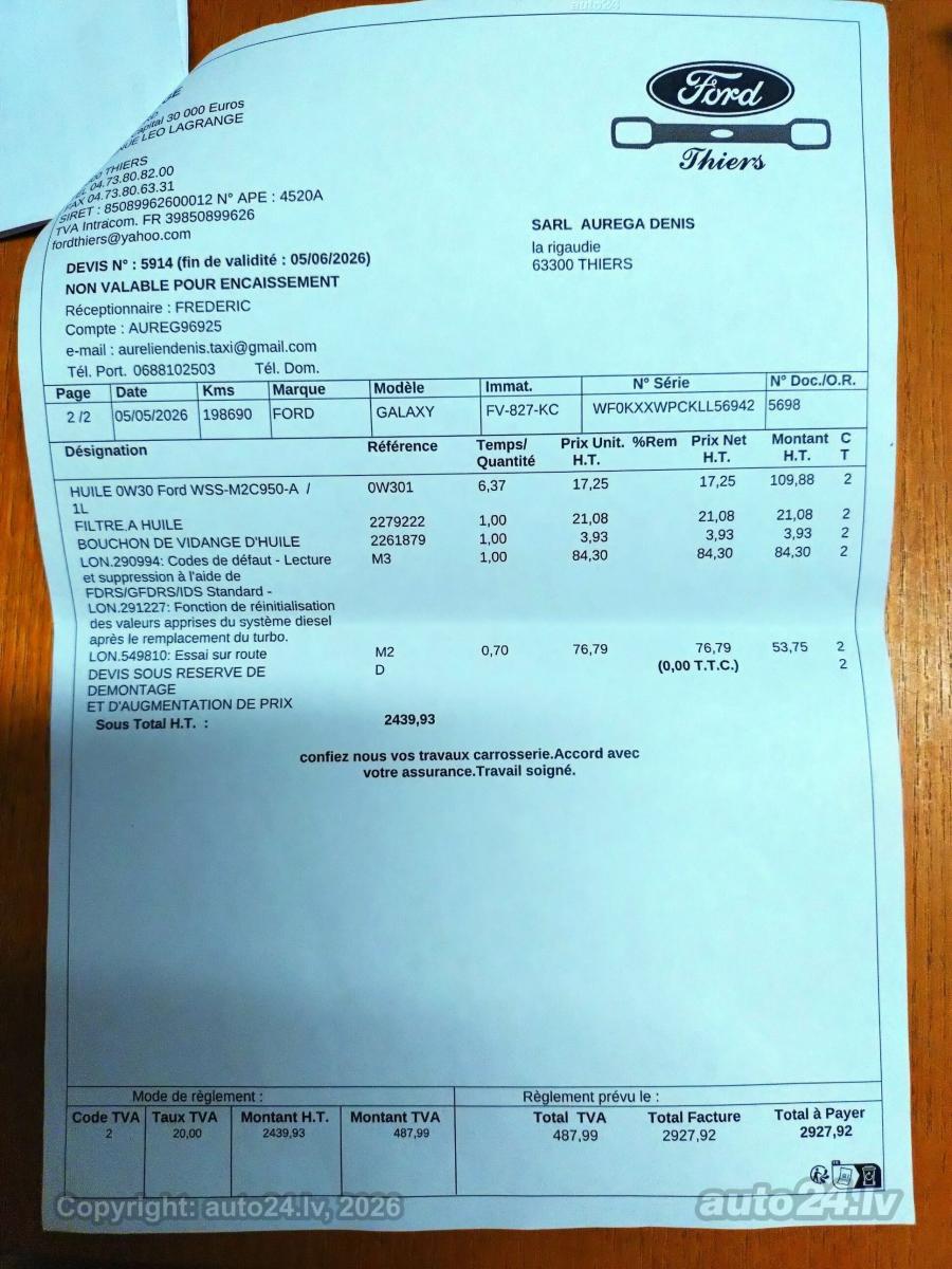Красный Форд Галакси 2020 в Таллин, объемом двигателя 2.00 л и пробегом 190 тыс. км за 15900 €, фото 21 на AUTOMOTO.COM.LV