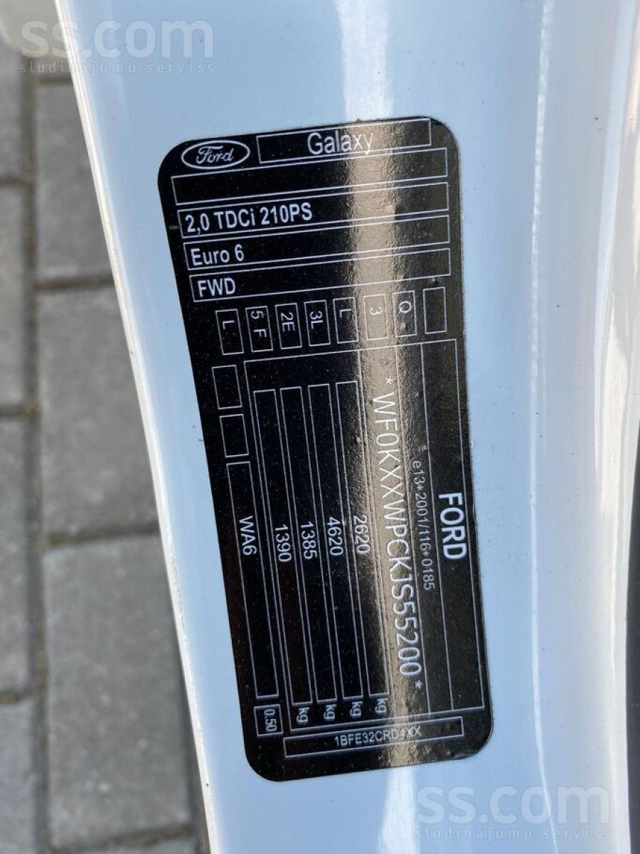 White Ford Galaxy 2018 in Riga, with an engine capacity of 2.00 L and mileage of 203 thousand km for 10900 €, photo 6 on AUTOMOTO.COM.LV