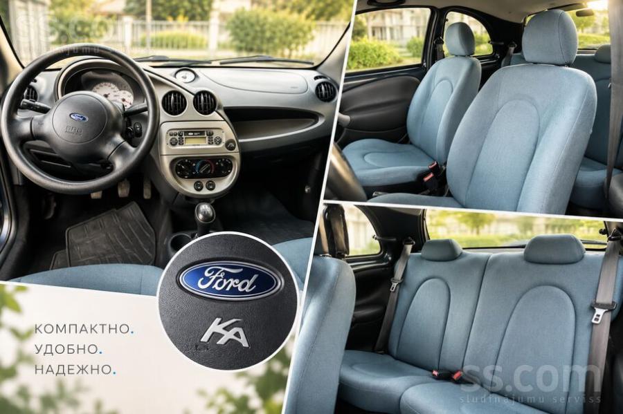 Blue Ford KA 2007 in Riga, with an engine capacity of 1.30 L and mileage of 122 thousand km for 1000 €, photo 4 on AUTOMOTO.COM.LV