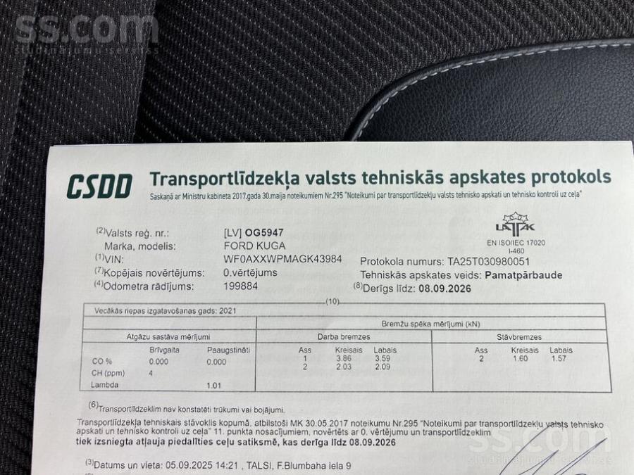 Черный Форд Куга 2016 в Талси, объемом двигателя 1.50 л и пробегом 200 тыс. км за 8500 €, фото 23 на AUTOMOTO.COM.LV