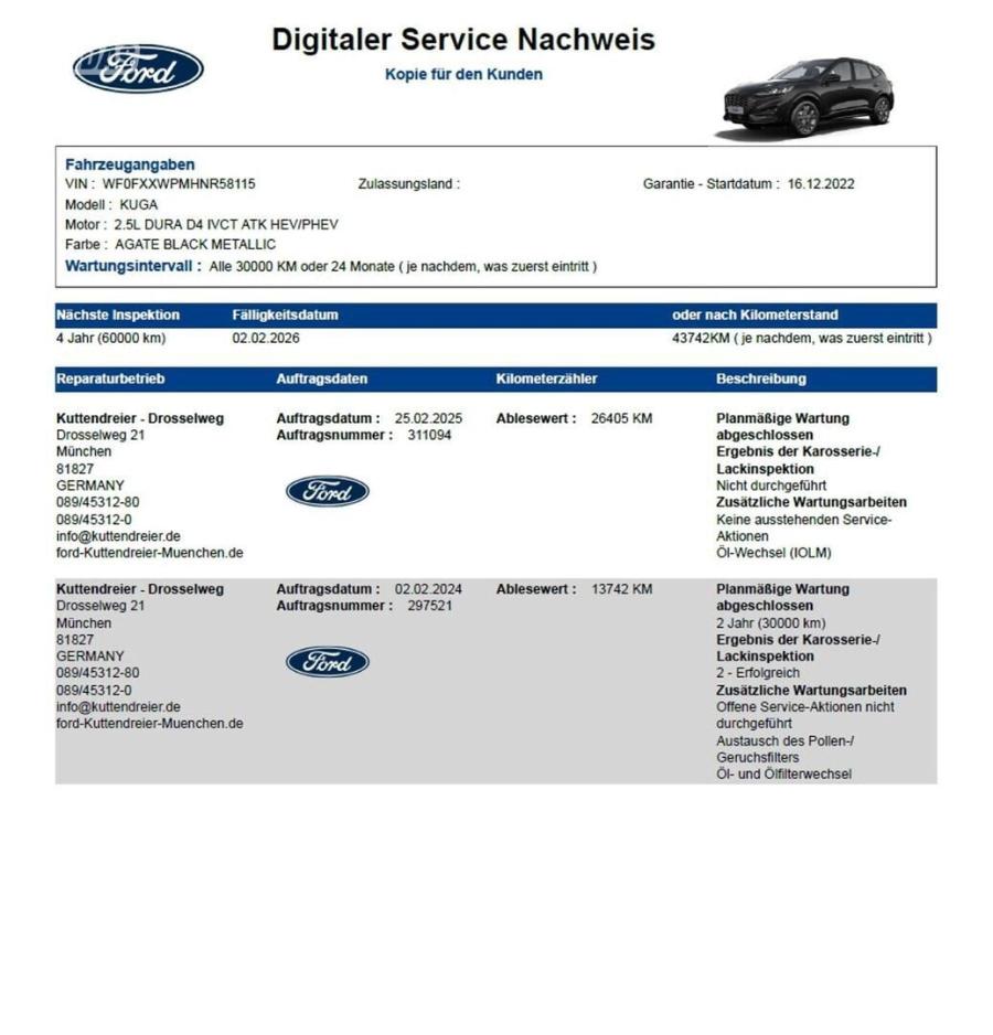 Black Ford Kuga 2022 in Kaunas, with an engine capacity of 2.50 L and mileage of 36 thousand km for 27753 €, photo 3 on AUTOMOTO.COM.LV
