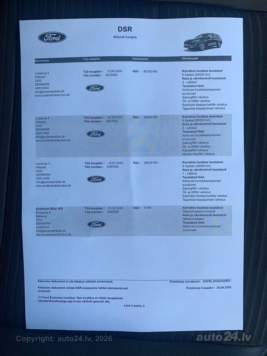 Black Ford Kuga 2022 in Tallinn, with an engine capacity of 1.50 L and mileage of 147 thousand km for 15900 €, photo 28 on AUTOMOTO.COM.LV
