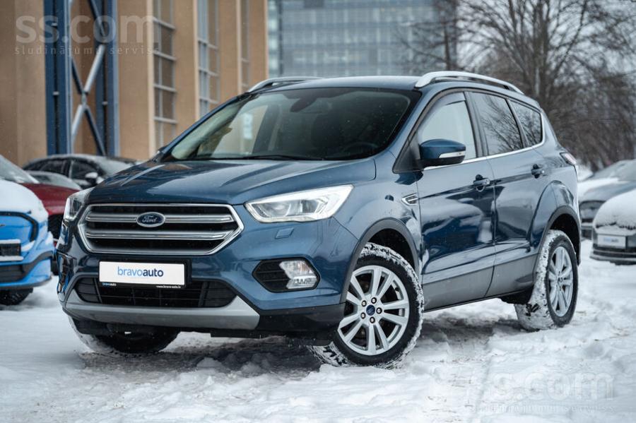 Blue Ford Kuga 2018 in Riga, with an engine capacity of 1.50 L and mileage of 56 thousand km for 12990 €, photo 1 on AUTOMOTO.COM.LV