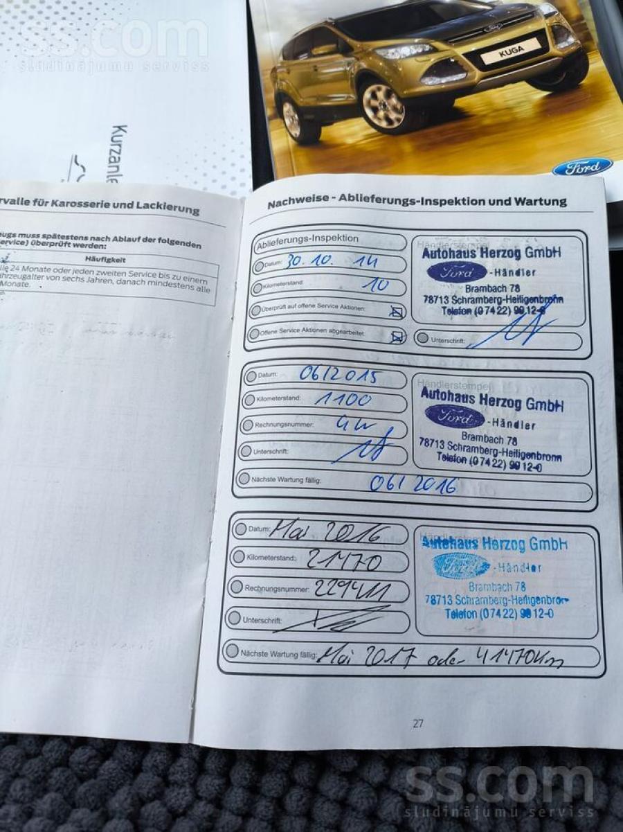 Brown Ford Kuga 2014 in Jelgava, with an engine capacity of 2.00 L and mileage of 196 thousand km for 10900 €, photo 27 on AUTOMOTO.COM.LV