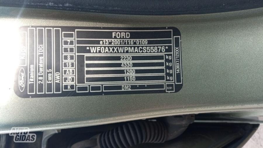 Ford Kuga 2012 in Panevezys, with an engine capacity of 2.00 L and mileage of 203 thousand km for 8000 €, photo 37 on AUTOMOTO.COM.LV