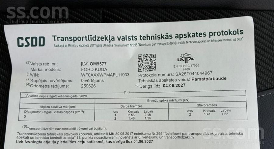 Ford Kuga 2015 Kuldīga, ar dzinēja tilpumu 2.00 L un nobraukumu 260 tūkst. km par 8690 €, foto 34 vietnē AUTOMOTO.COM.LV