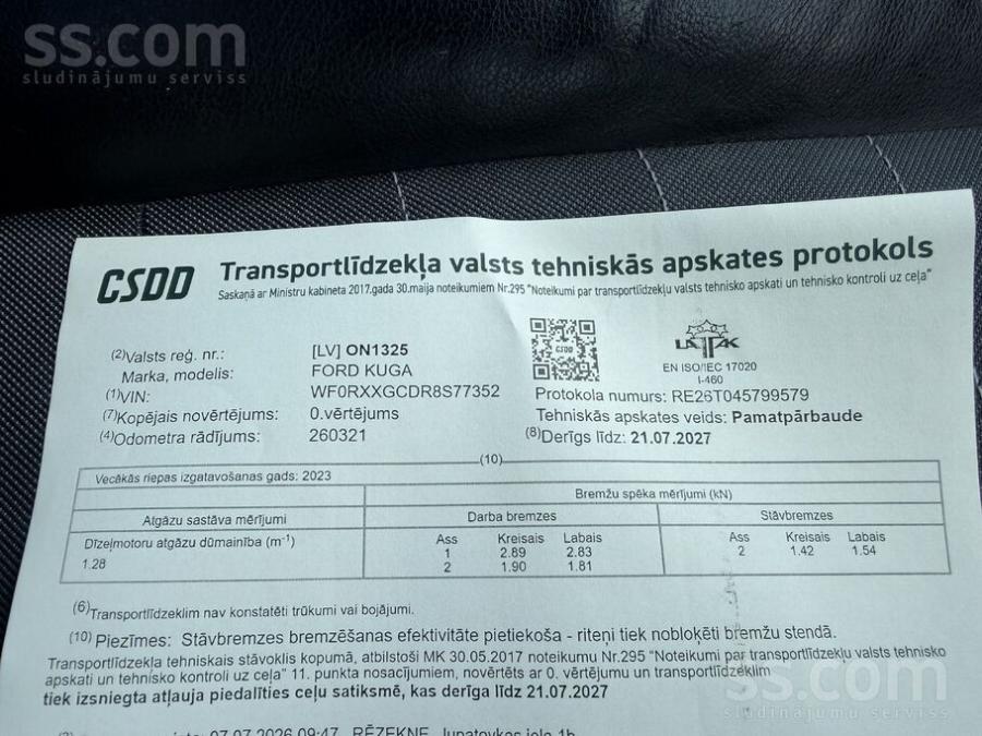 Grey Ford Kuga 2008 in Rezekne, with an engine capacity of 2.00 L and mileage of 0 thousand km for 5150 €, photo 12 on AUTOMOTO.COM.LV