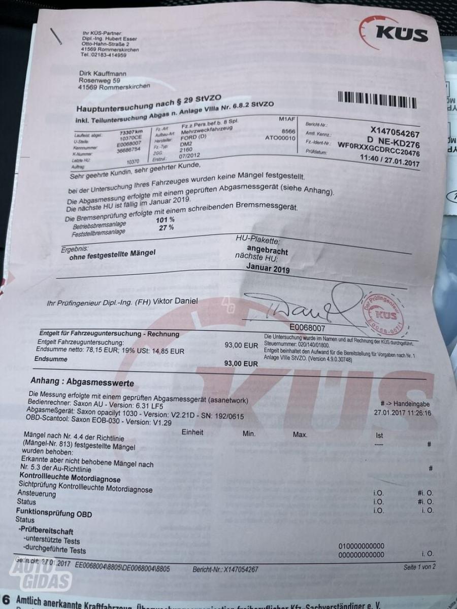 Серый Форд Куга 2012 в Вильнюс, объемом двигателя 2.00 л и пробегом 130 тыс. км за 5900 €, фото 24 на AUTOMOTO.COM.LV