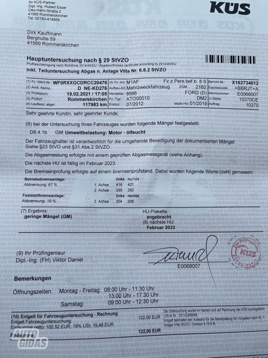 Серый Форд Куга 2012 в Вильнюс, объемом двигателя 2.00 л и пробегом 130 тыс. км за 5900 €, фото 26 на AUTOMOTO.COM.LV
