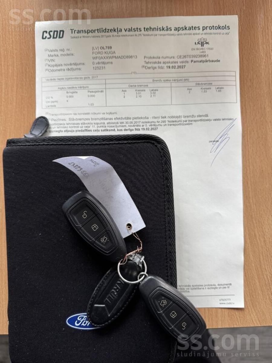 Grey Ford Kuga 2014 in Cesis, with an engine capacity of 1.60 L and mileage of 0 thousand km for 8900 €, photo 35 on AUTOMOTO.COM.LV