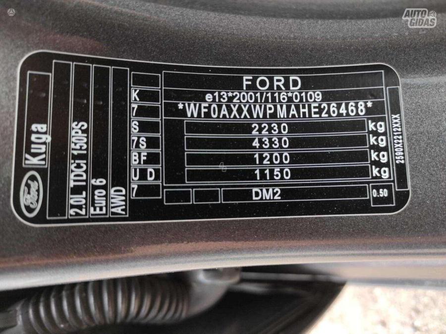 Grey Ford Kuga 2018 in Panevezys, with an engine capacity of 2.00 L and mileage of 125 thousand km for 11500 €, photo 32 on AUTOMOTO.COM.LV