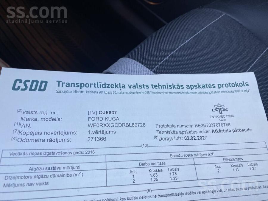 Violet Ford Kuga 2011 in Rezekne, with an engine capacity of 2.00 L and mileage of 0 thousand km for 6450 €, photo 11 on AUTOMOTO.COM.LV