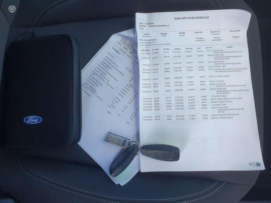 White Ford Kuga 2018 in Taurage, with an engine capacity of 1.50 L and mileage of 174 thousand km for 6950 €, photo 42 on AUTOMOTO.COM.LV