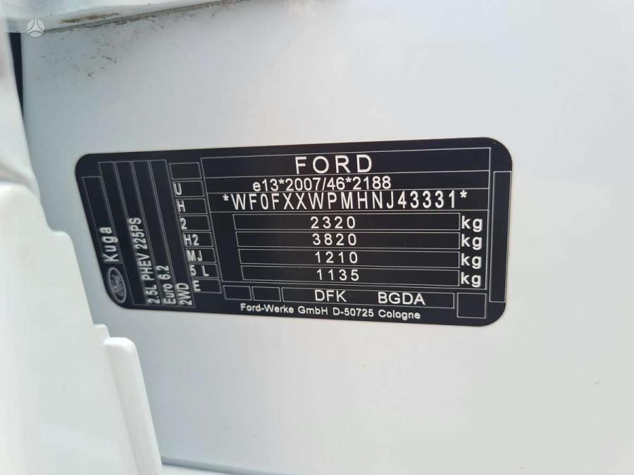 Balts Ford Kuga 2022 Šauļi, ar dzinēja tilpumu 2.49 L un nobraukumu 180 tūkst. km par 16880 €, foto 33 vietnē AUTOMOTO.COM.LV