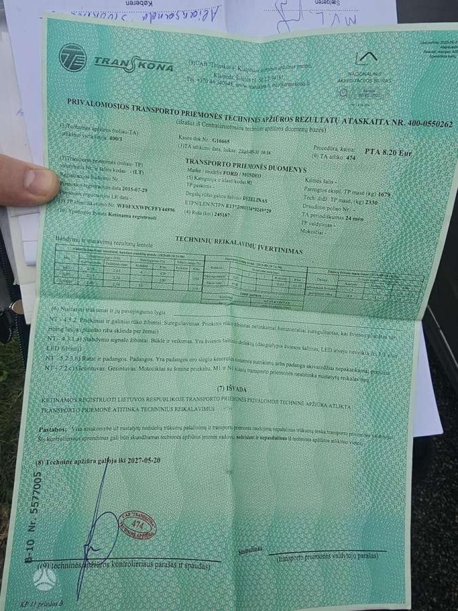 Коричневый Форд Мондео 2015 в Вильнюс, объемом двигателя 2.00 л и пробегом 262 тыс. км за 6999 €, фото 22 на AUTOMOTO.COM.LV