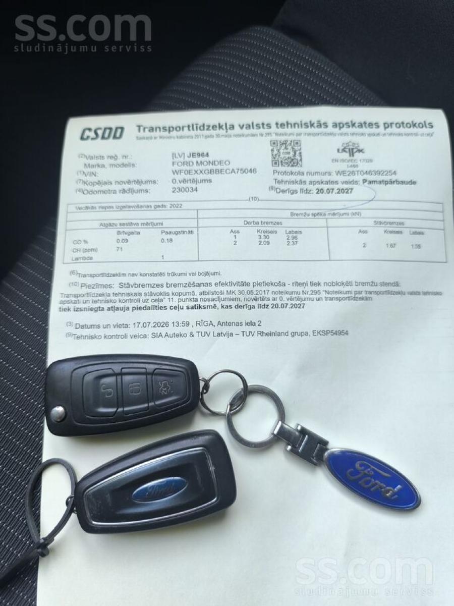 Pelēks Ford Mondeo 2012 Rīga, ar dzinēja tilpumu 2.00 L un nobraukumu 230 tūkst. km par 3199 €, foto 18 vietnē AUTOMOTO.COM.LV
