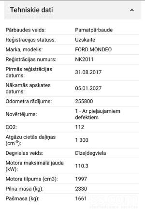 Серый Форд Мондео 2017 в Рига, объемом двигателя 2.00 л и пробегом 276 тыс. км за 8500 €, фото 26 на AUTOMOTO.COM.LV