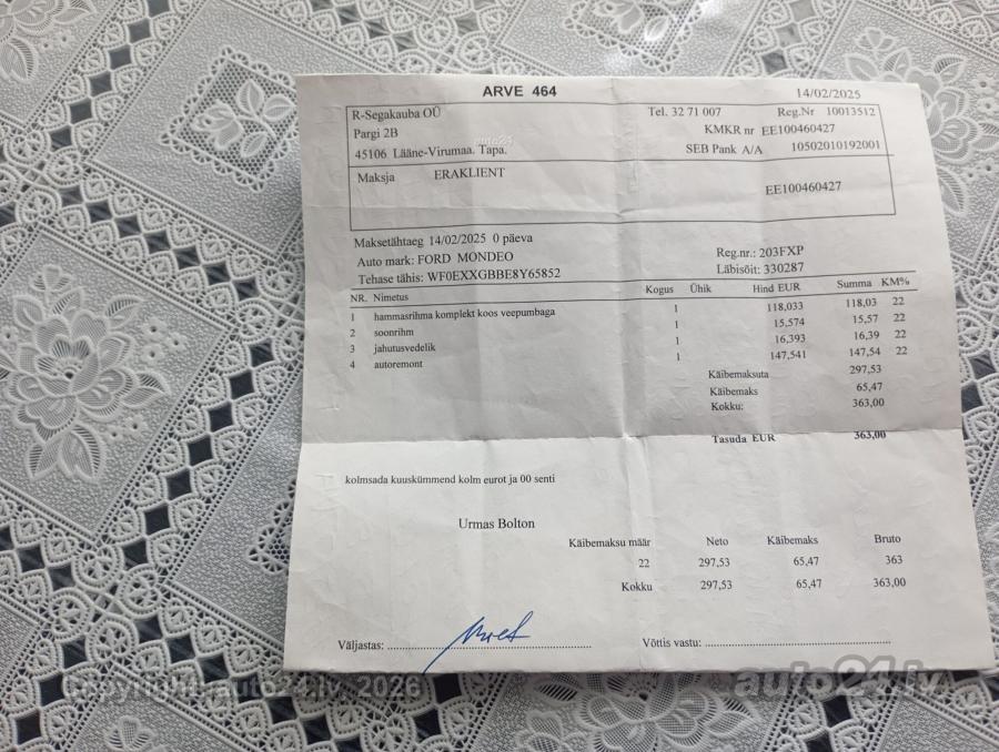 Красный Форд Мондео 2008 в Тапа, объемом двигателя 1.80 л и пробегом 339 тыс. км за 3000 €, фото 14 на AUTOMOTO.COM.LV