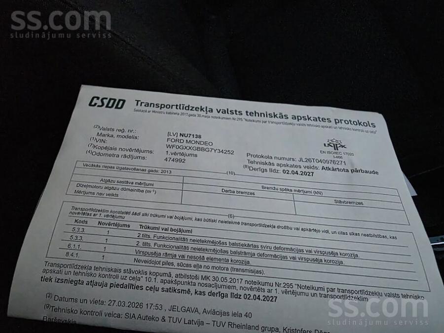 Ford Mondeo 2007 Jelgava, ar dzinēja tilpumu 2.00 L un nobraukumu 475 tūkst. km par 1000 €, foto 18 vietnē AUTOMOTO.COM.LV