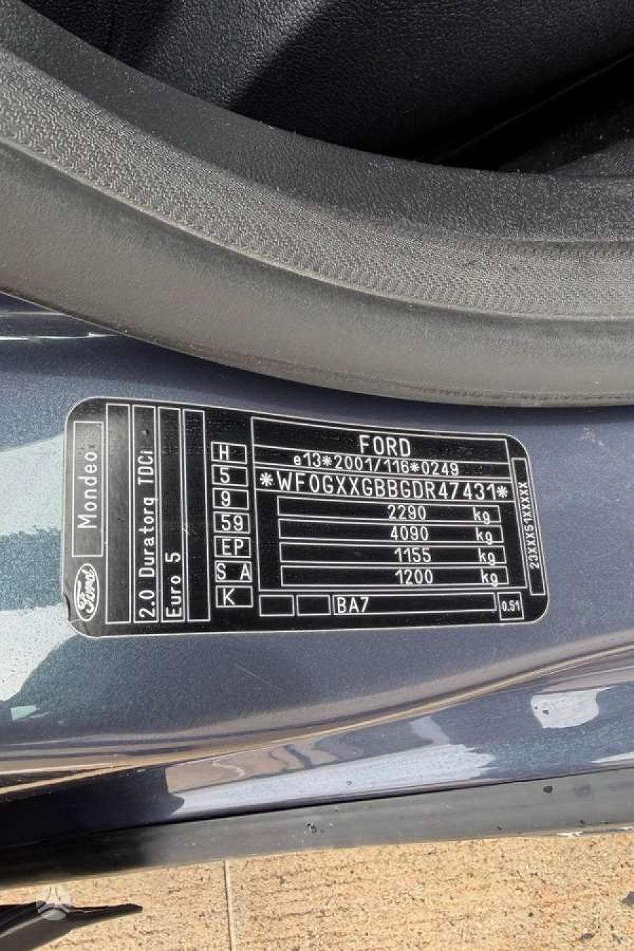 Ford Mondeo 2013 Viļņa, ar dzinēja tilpumu 2.00 L un nobraukumu 457 tūkst. km par 2300 €, foto 26 vietnē AUTOMOTO.COM.LV