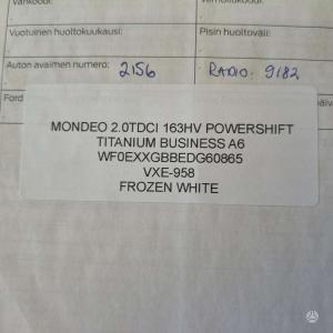 White Ford Mondeo 2013 in Kaunas, with an engine capacity of 2.00 L and mileage of 224 thousand km for 2900 €, photo 4 on AUTOMOTO.COM.LV