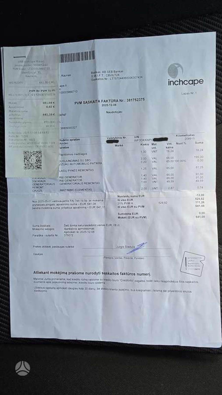 White Ford Mondeo 2015 in Kaunas, with an engine capacity of 1.50 L and mileage of 216 thousand km for 8000 €, photo 15 on AUTOMOTO.COM.LV