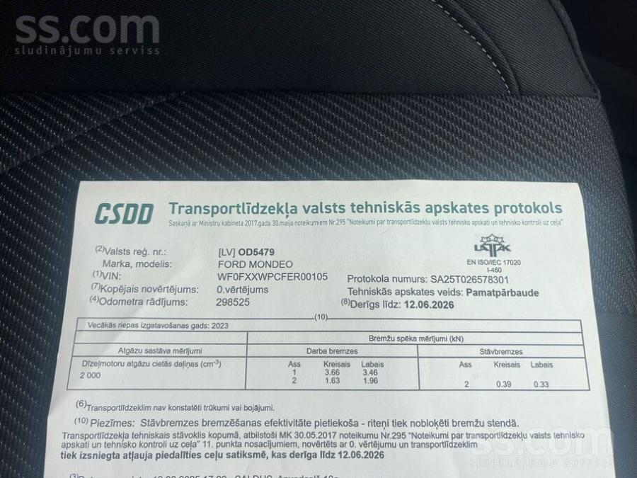 Balts Ford Mondeo 2014 Kuldīga, ar dzinēja tilpumu 2.00 L un nobraukumu 299 tūkst. km par 5590 €, foto 27 vietnē AUTOMOTO.COM.LV