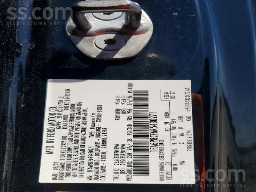 Melns Ford Mustang 2024 Liepāja, ar dzinēja tilpumu 5.00 L un nobraukumu 14 tūkst. km par 27000 €, foto 13 vietnē AUTOMOTO.COM.LV