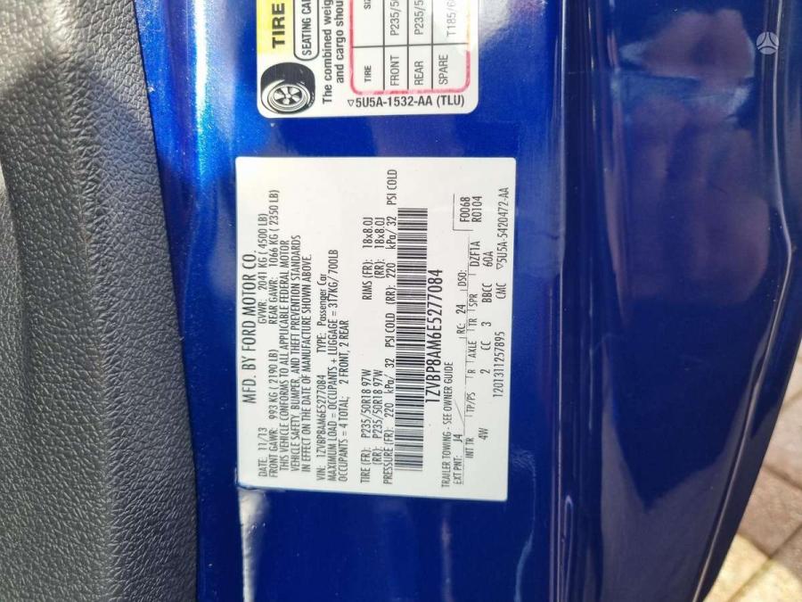 Blue Ford Mustang 2014 in Klaipeda, with an engine capacity of 3.70 L and mileage of 190 thousand km for 11500 €, photo 15 on AUTOMOTO.COM.LV