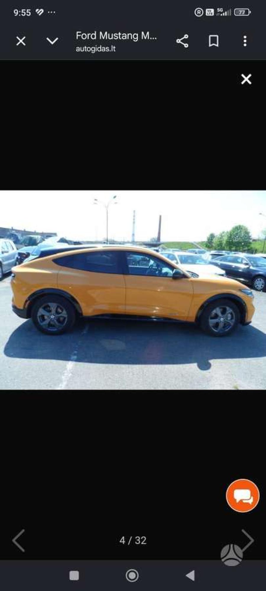 Dzeltens Ford Mustang Mach-E 2023 Klaipėda, ar dzinēja tilpumu 0.00 L un nobraukumu 23 tūkst. km par 31500 €, foto 3 vietnē AUTOMOTO.COM.LV