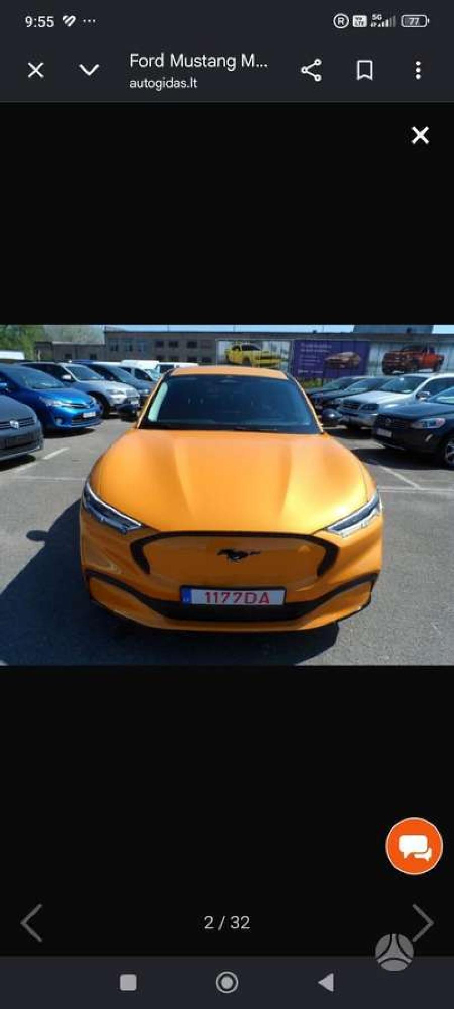 Dzeltens Ford Mustang Mach-E 2023 Klaipėda, ar dzinēja tilpumu 0.00 L un nobraukumu 23 tūkst. km par 31500 €, foto 4 vietnē AUTOMOTO.COM.LV