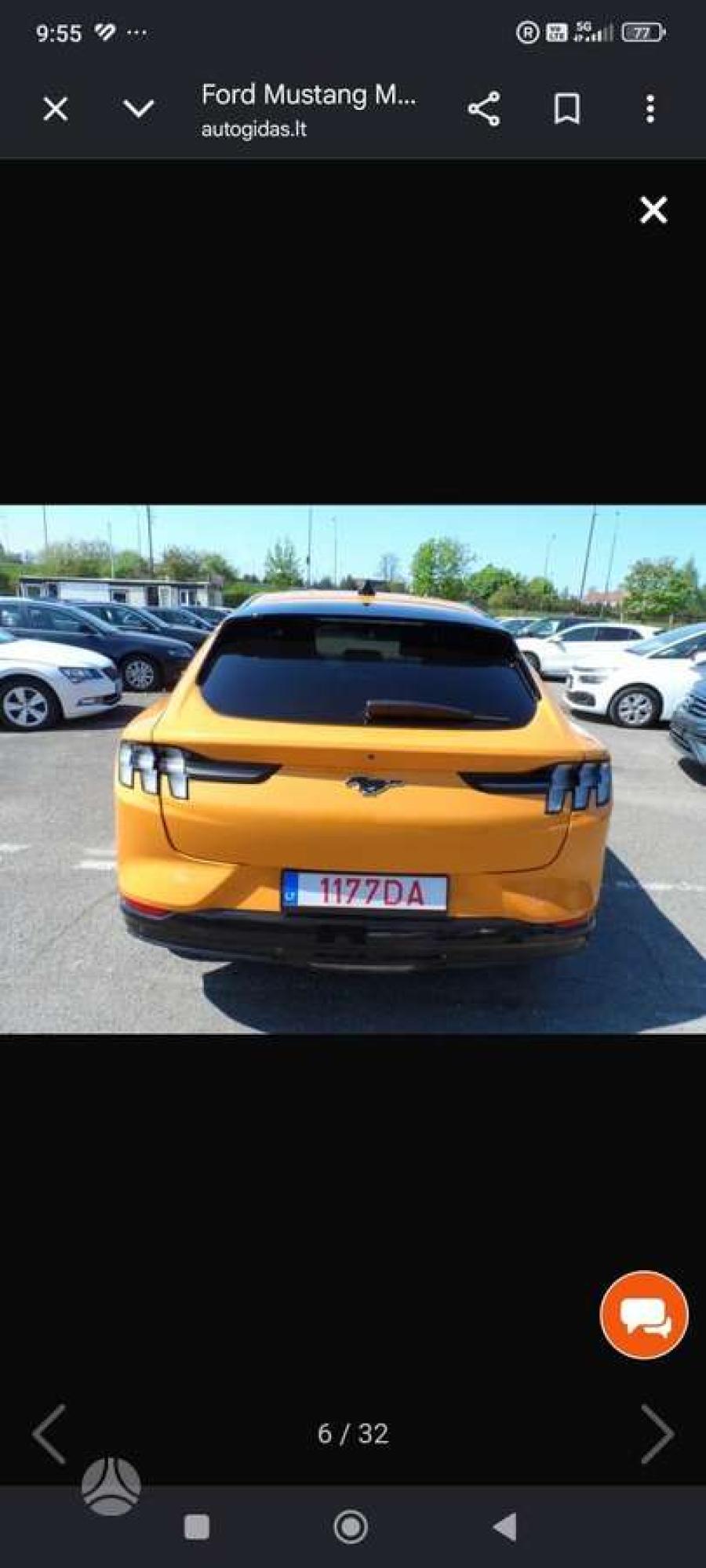 Dzeltens Ford Mustang Mach-E 2023 Klaipėda, ar dzinēja tilpumu 0.00 L un nobraukumu 23 tūkst. km par 31500 €, foto 5 vietnē AUTOMOTO.COM.LV